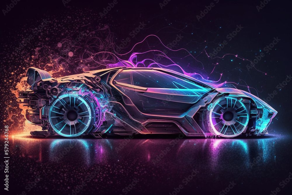 Abstract artificial intelligence (AI) and futuristic cyberspace car ...