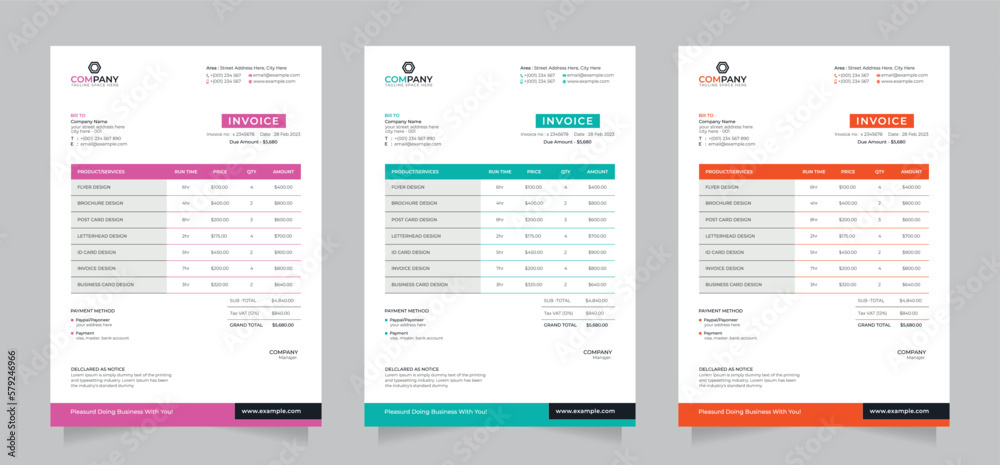Invoice design. Creative and modern invoice templates print ready ...
