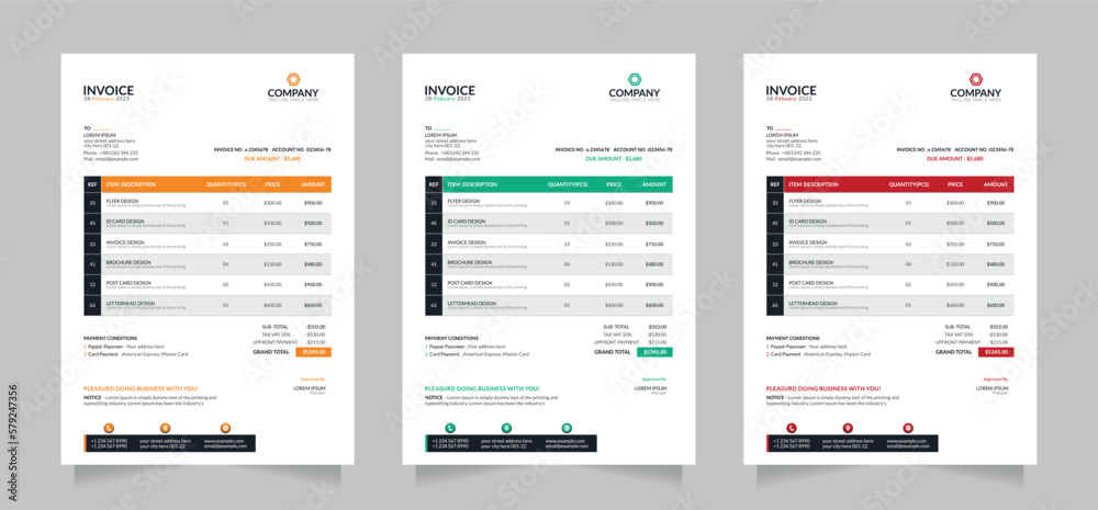Invoice design. creative and modern invoice templates print ready ...