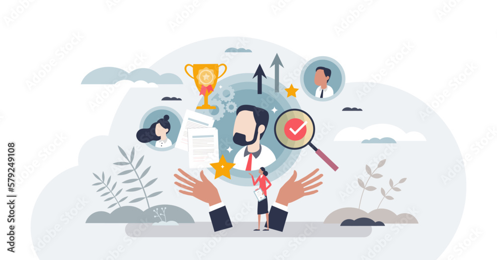 Employee talent management and career development tiny person concept ...