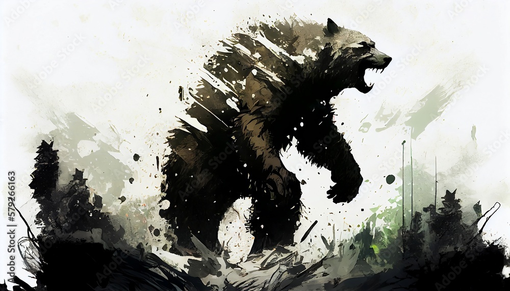Simple Fierce Bear Drawing