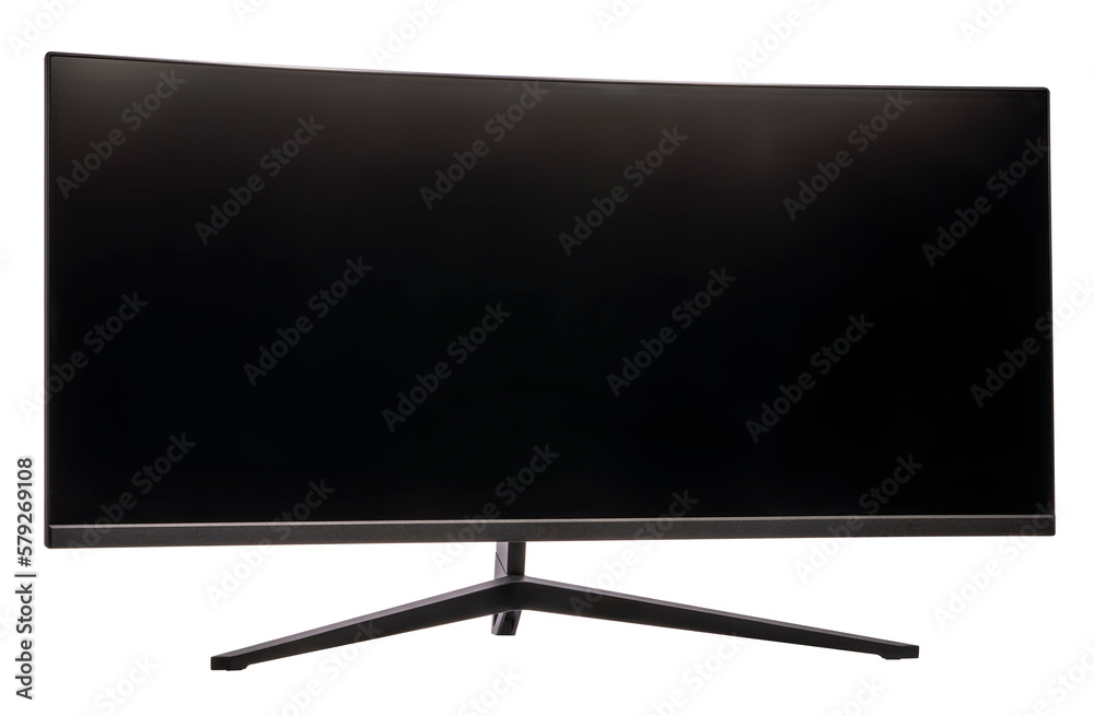 Ultrawide lcd monitor screen isolated on white background, Front view ...
