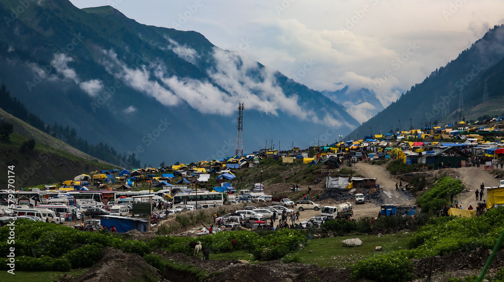 Foto Stock AMARNATH, JAMMU and KASHMIR, INDIA, JULY 06, 2022: Holy ...