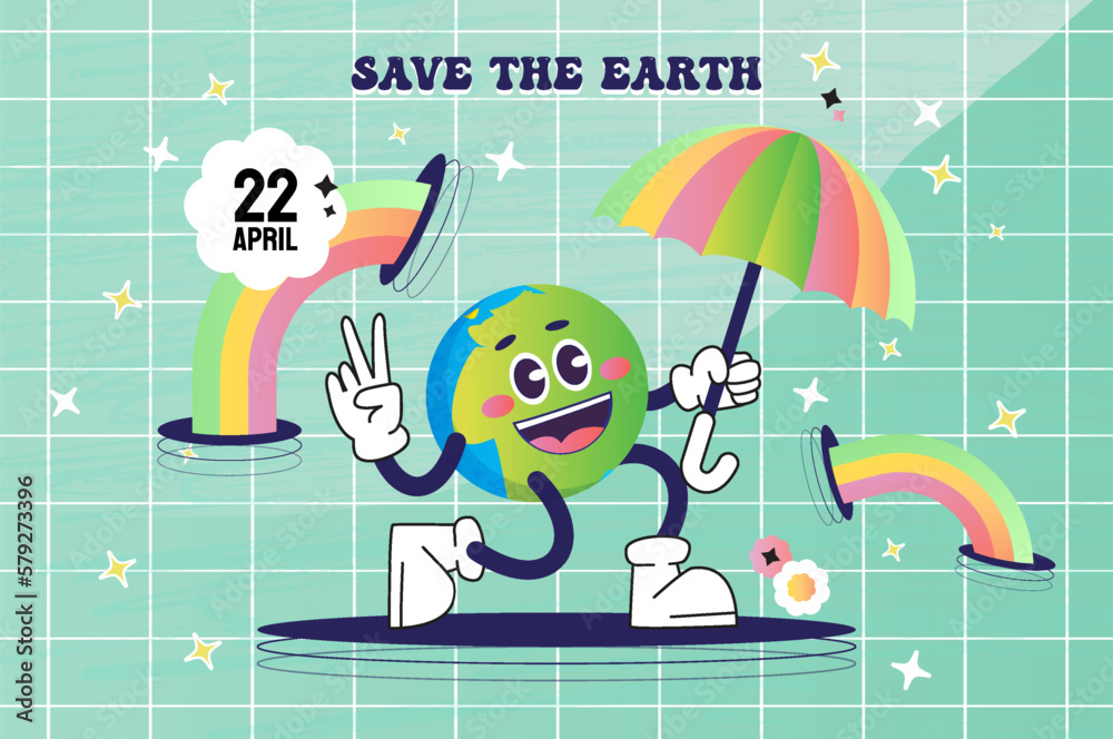 Vetor de International Earth Day. Cartoon cute smile earth planet ...