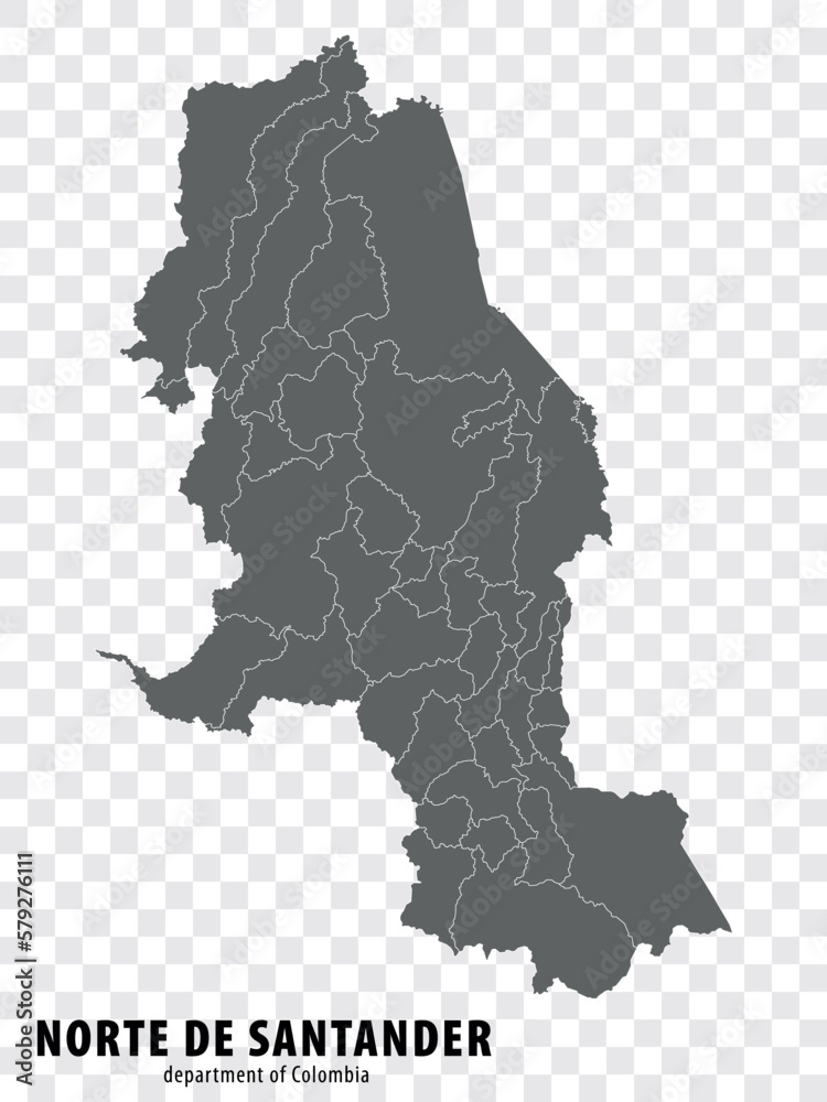 Norte de Santander Department of Colombia map on transparent background ...