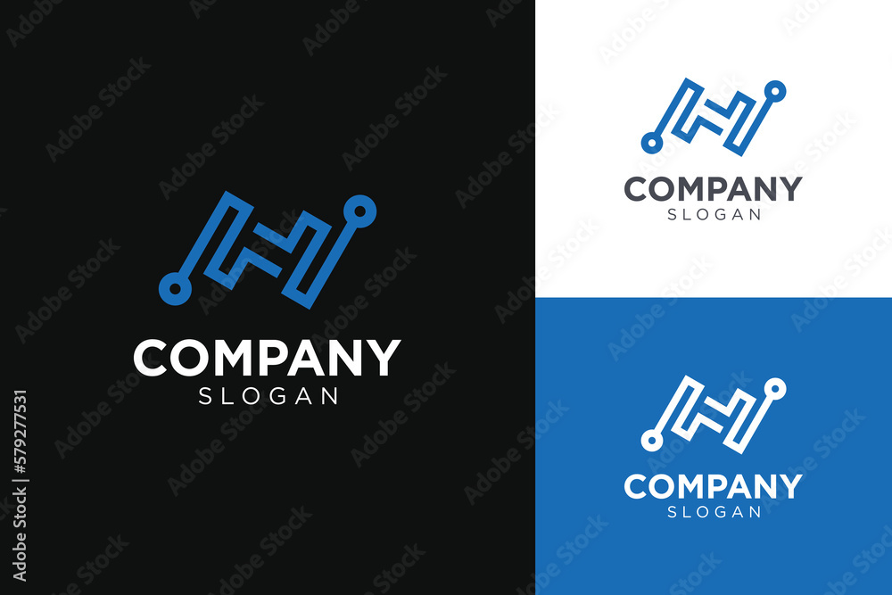 Modern letter N for digital, computer and technology business or ...