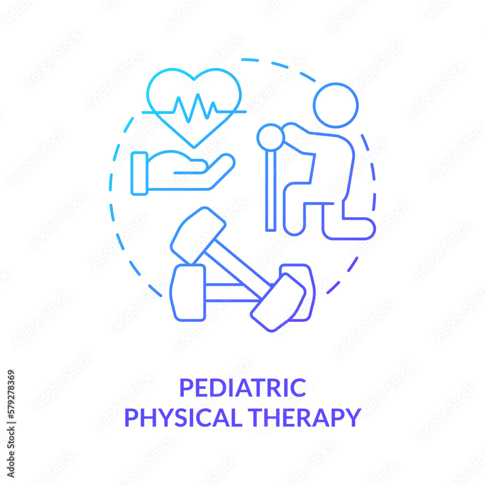 Vetor de Pediatric physical therapy blue gradient concept icon ...