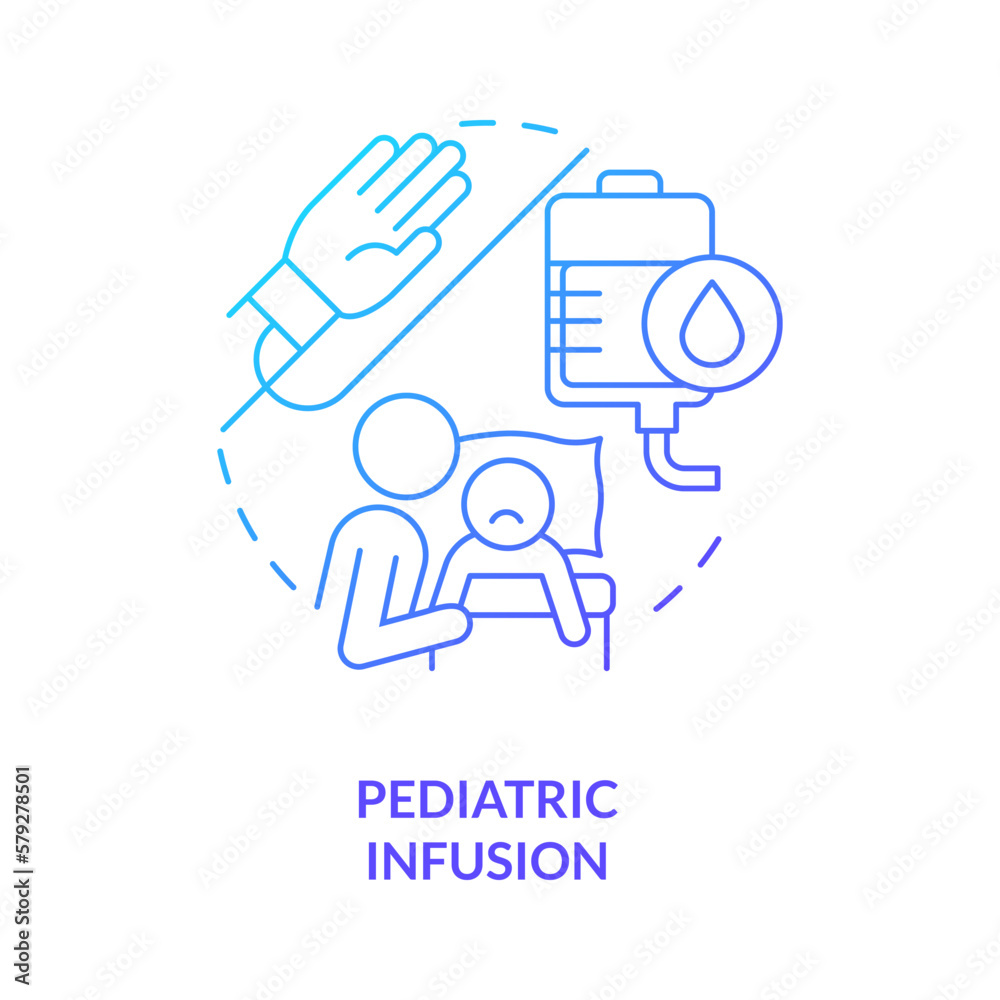Pediatric infusion blue gradient concept icon. Intravenous injection ...