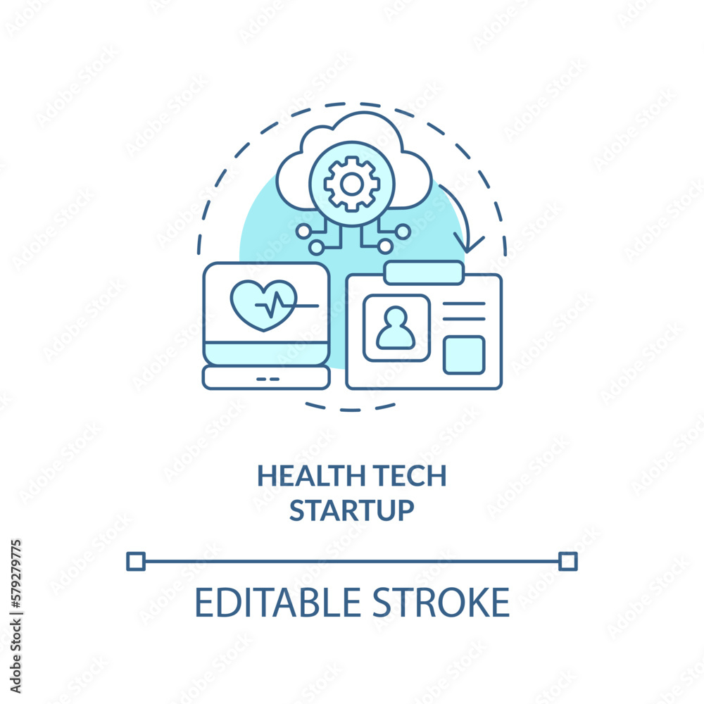 Health tech startup turquoise concept icon. Medical care. Best ...