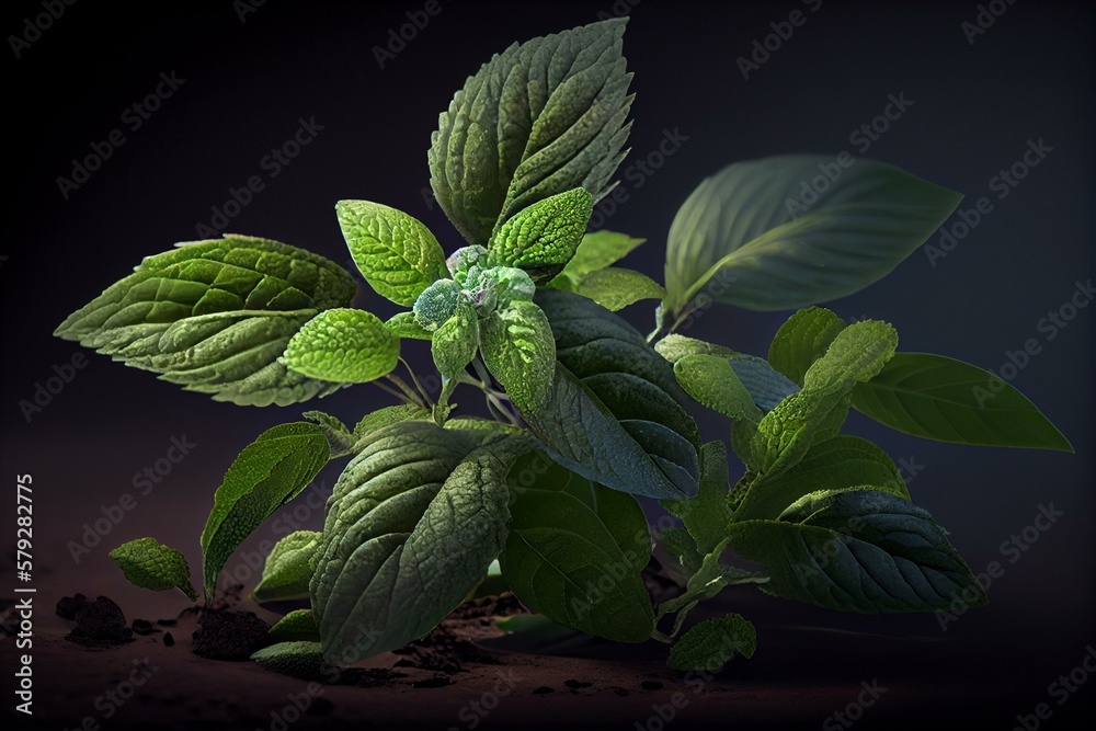 photography of the sprig of mint, hyper detailed, ultra smooth, natural ...