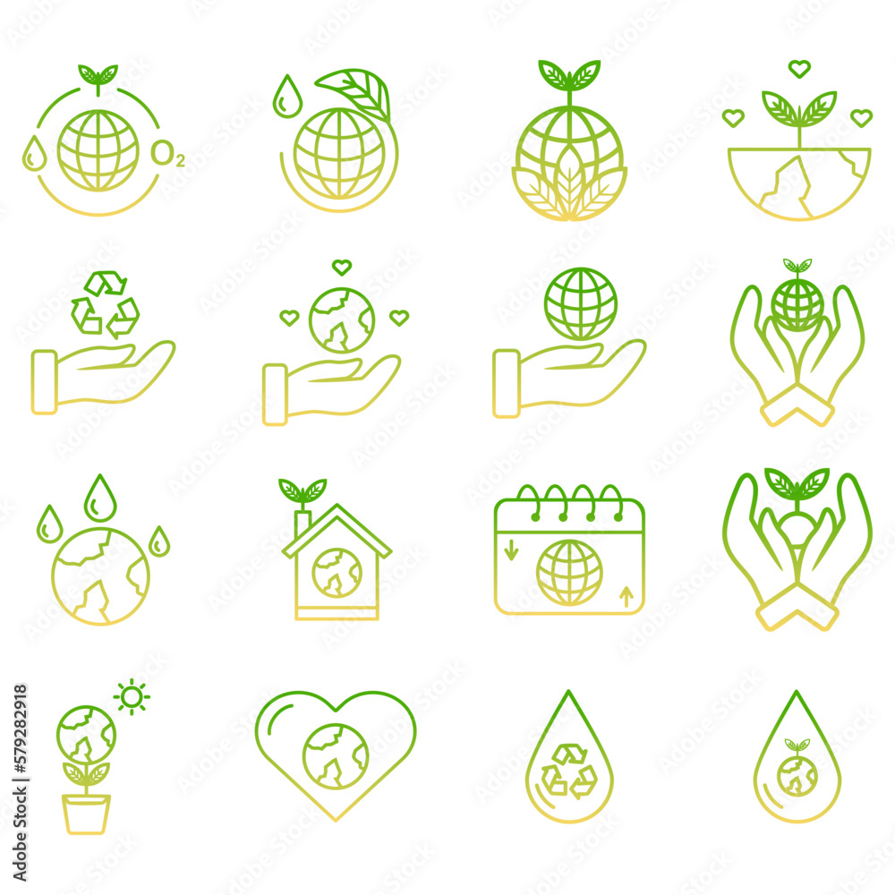 Set of vector icons related to environmental awareness. Vector ...