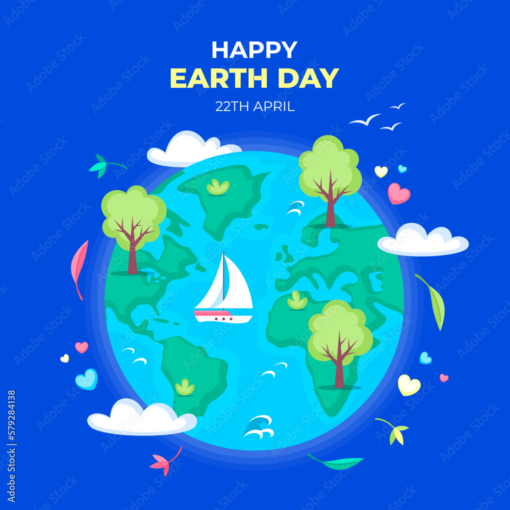 Ilustración del día mundial de la tierra con el planeta tierra y ...