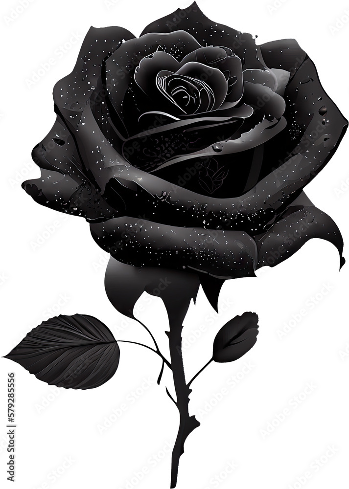 black rose transparent background - Generative AI Stock Illustration ...