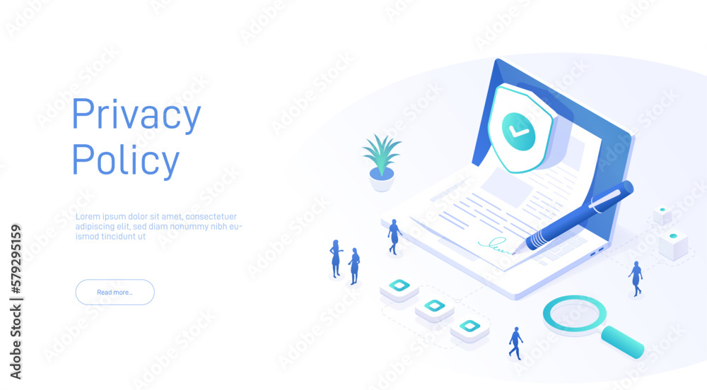 Privacy policy landing page template. Personal data security. Online ...