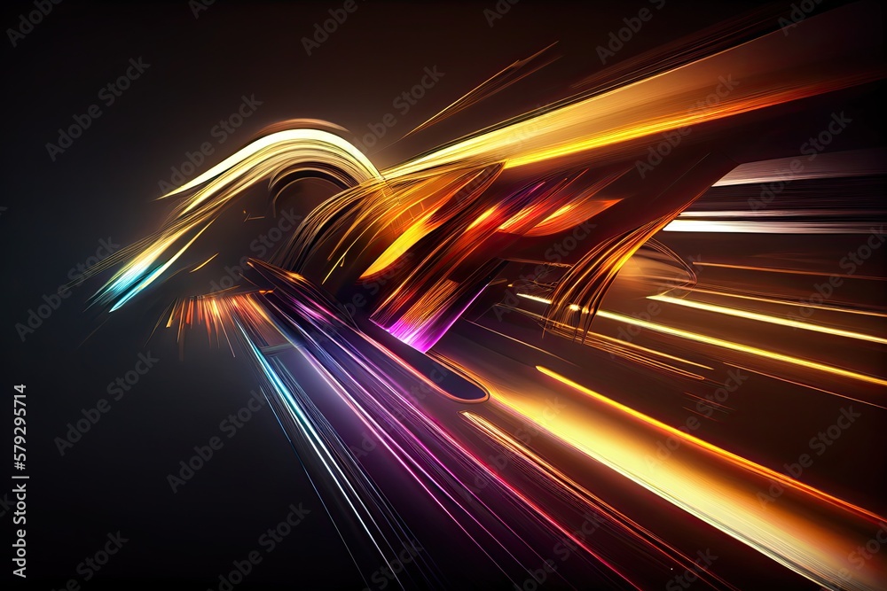 abstract background with Speed colorful glowing light and light trails ...