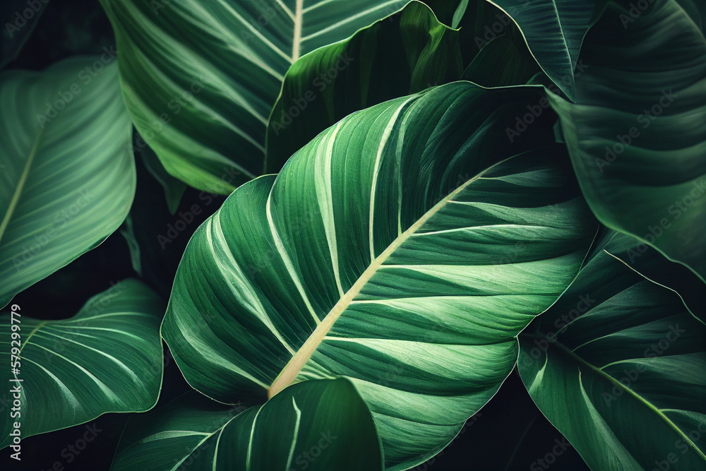 Tropical big green leaf ,vintage tone with dark green texture, abstract ...