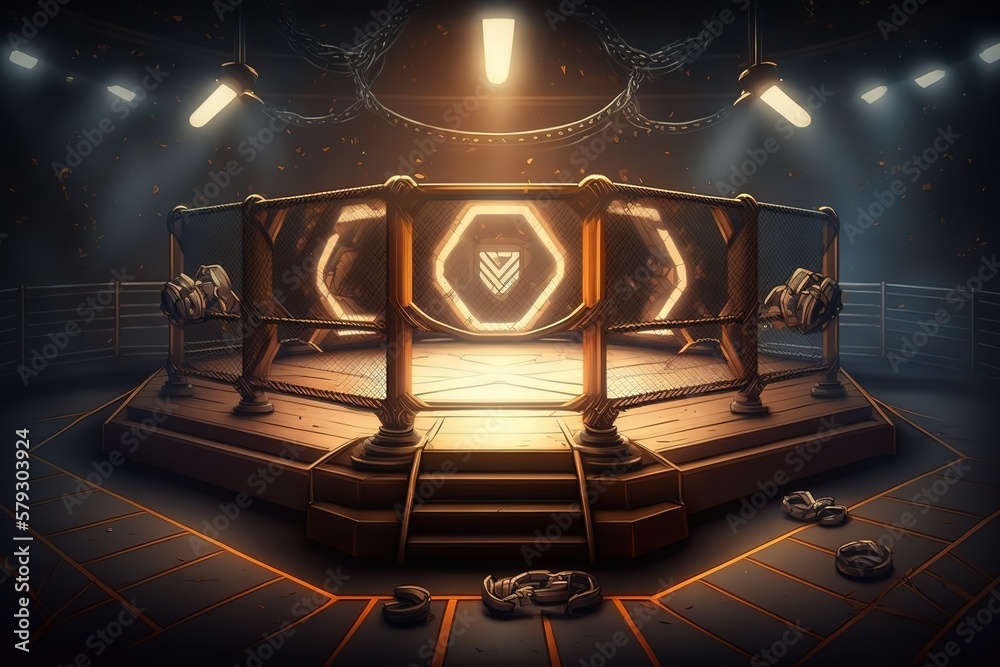 Octagon ring, an arena for boxing fights and competitions.Generative AI ...
