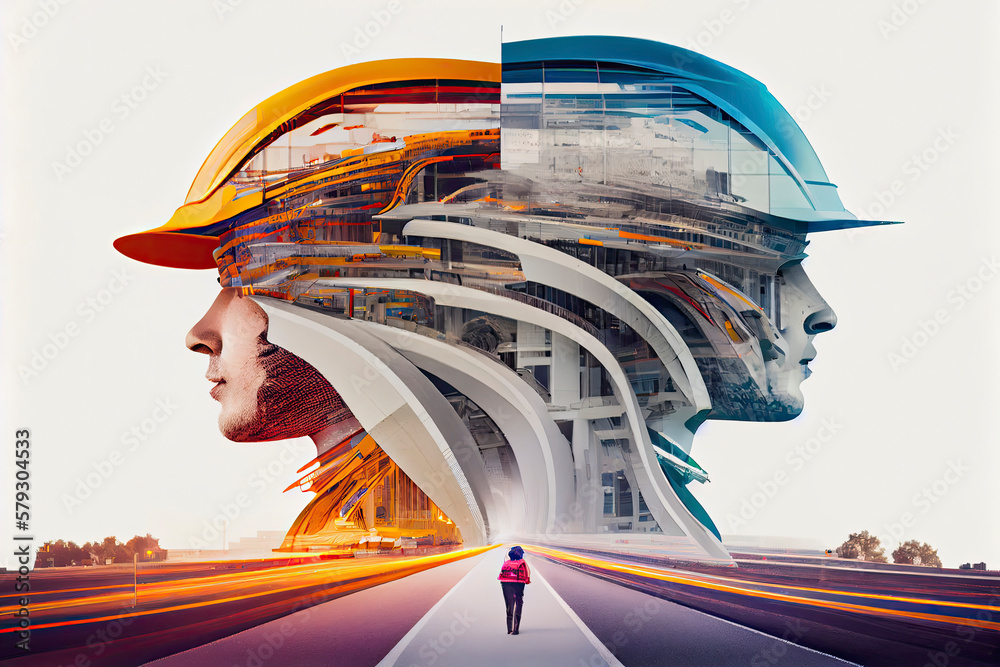 engineering portrait engineer wearing helmet with wondrous double ...
