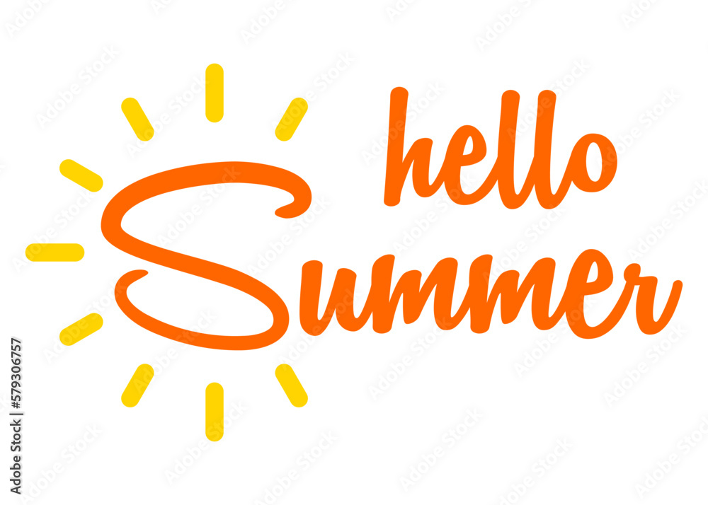 Vetor de Logo aislado con letras del mensaje hello summer en texto ...