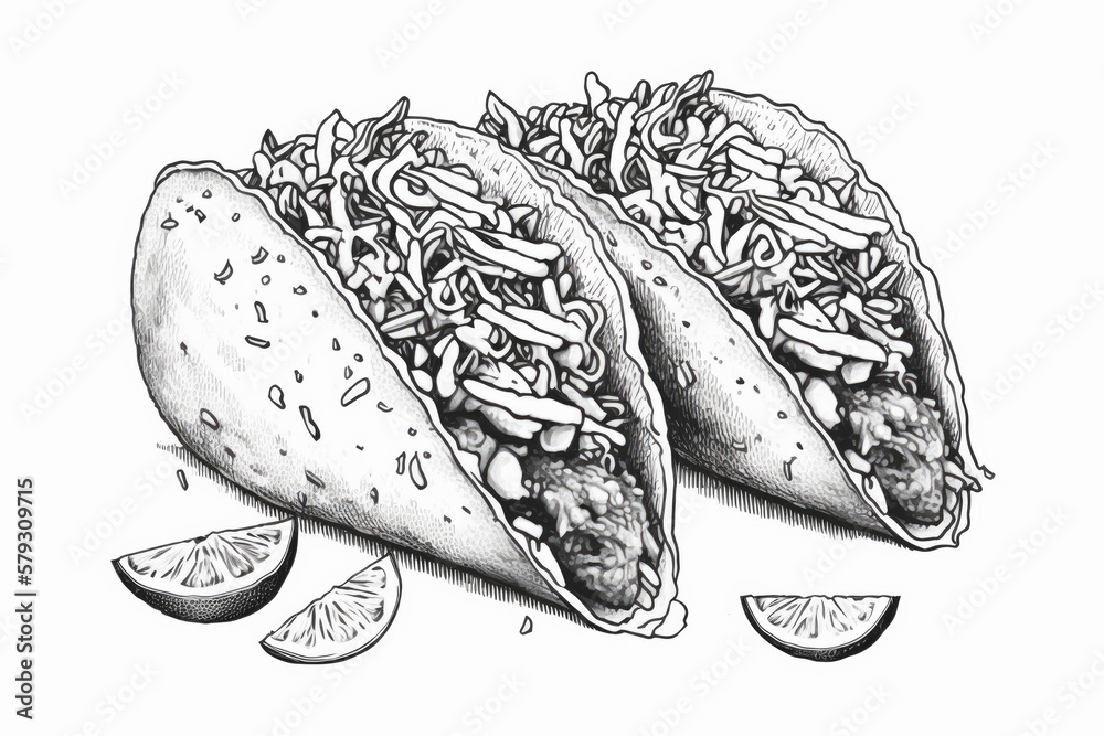 Black And White Taco Illustration