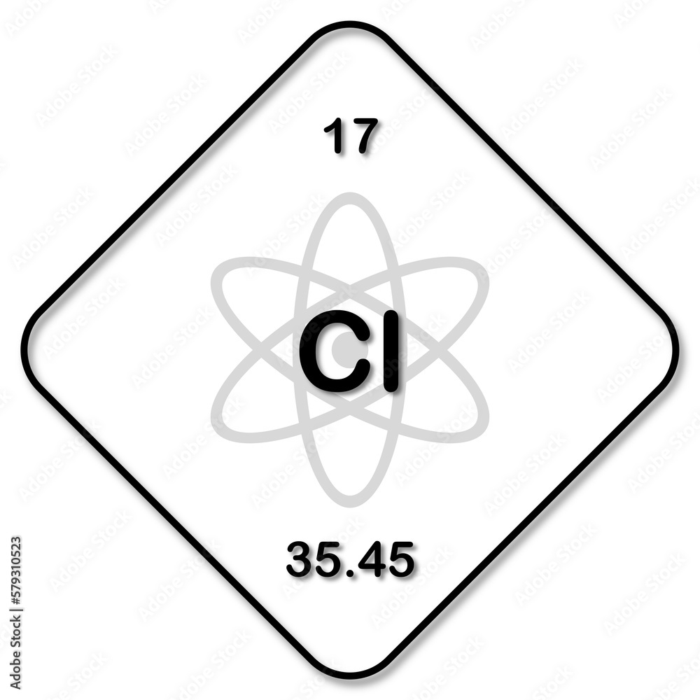tavola periodica degli elementi, elemento Cloro, illustrazione su ...
