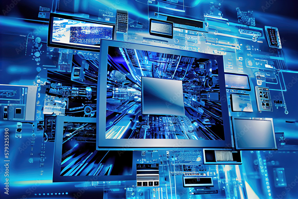 Modern abstract computer technology background (Generative AI) Stock ...