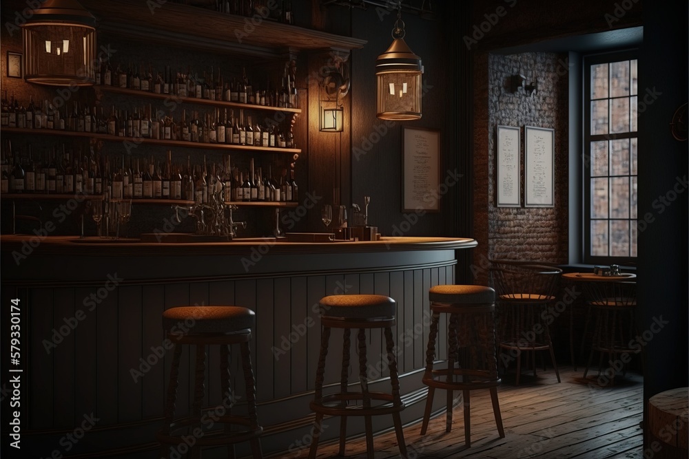 interior of old pub Stock Illustration | Adobe Stock