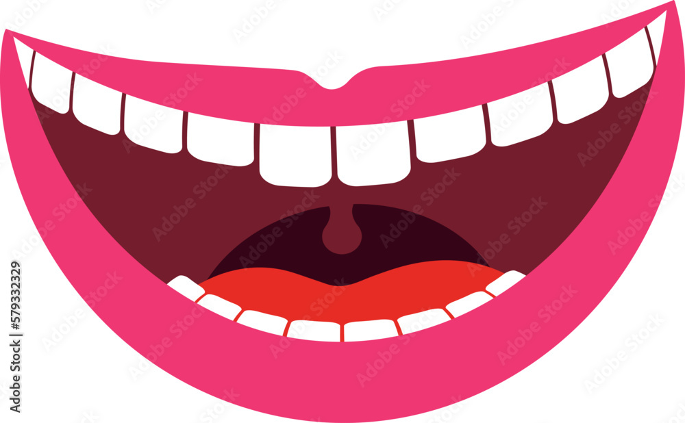 Vector smile, wide open mouth. Design element in flat style. Stock ...