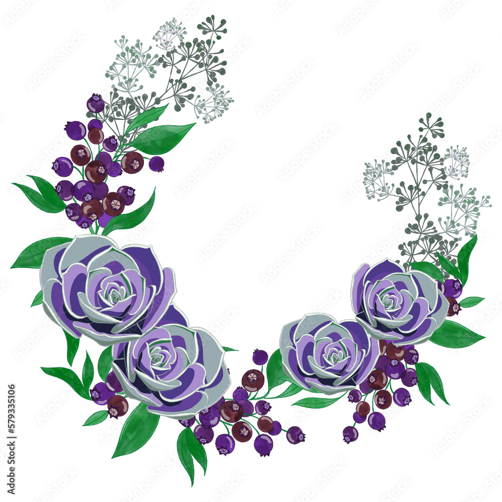 Wedding Wreath frame label banner border template l Flowers Bouquet ...