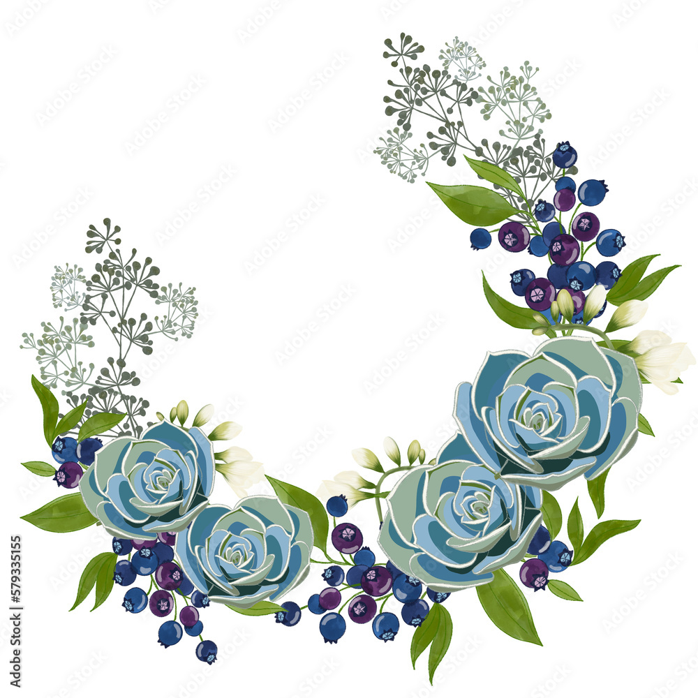 Wedding Wreath frame label banner border template l Flowers Bouquet ...