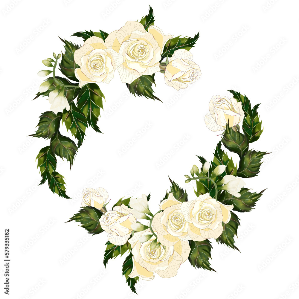 Wedding Wreath frame label banner border template l Flowers Bouquet ...