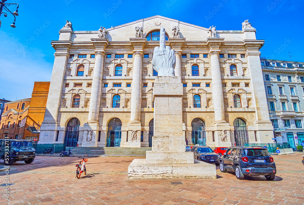 The modern scandal sculpture of the gesture of the middle finger by ...