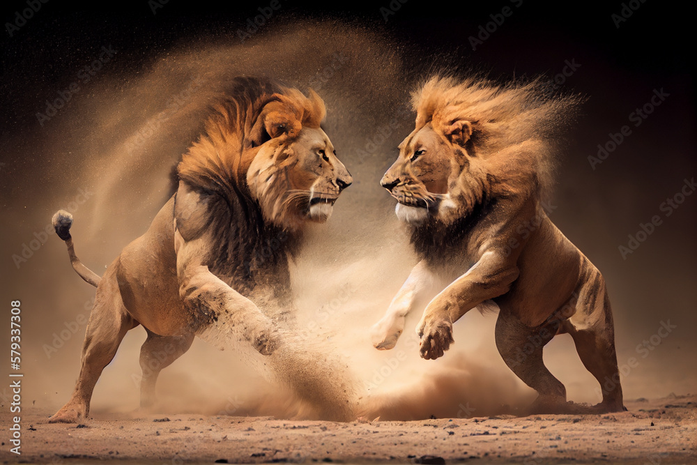 Nature's Showdown: Two Ferocious Lions in the Midst of a Territorial ...