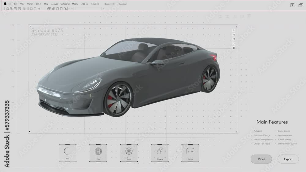 Light Interface Mockup of Professional CAD Computer Software With 3D ...