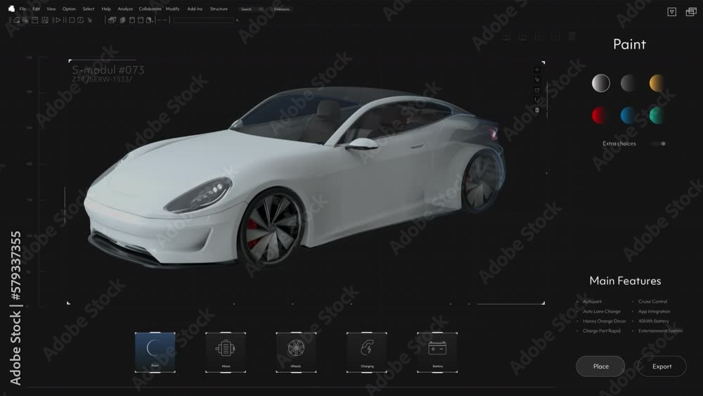 Dark Interface Mockup of Professional CAD Computer Software With 3D ...