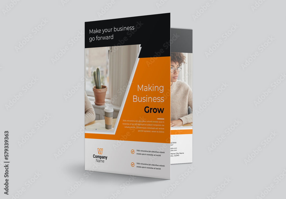 Orange Presentation Folder Layout with Editable Elements Stock Template ...