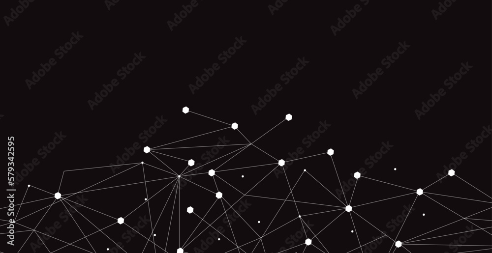 White network. Abstract connection on black background. Network ...