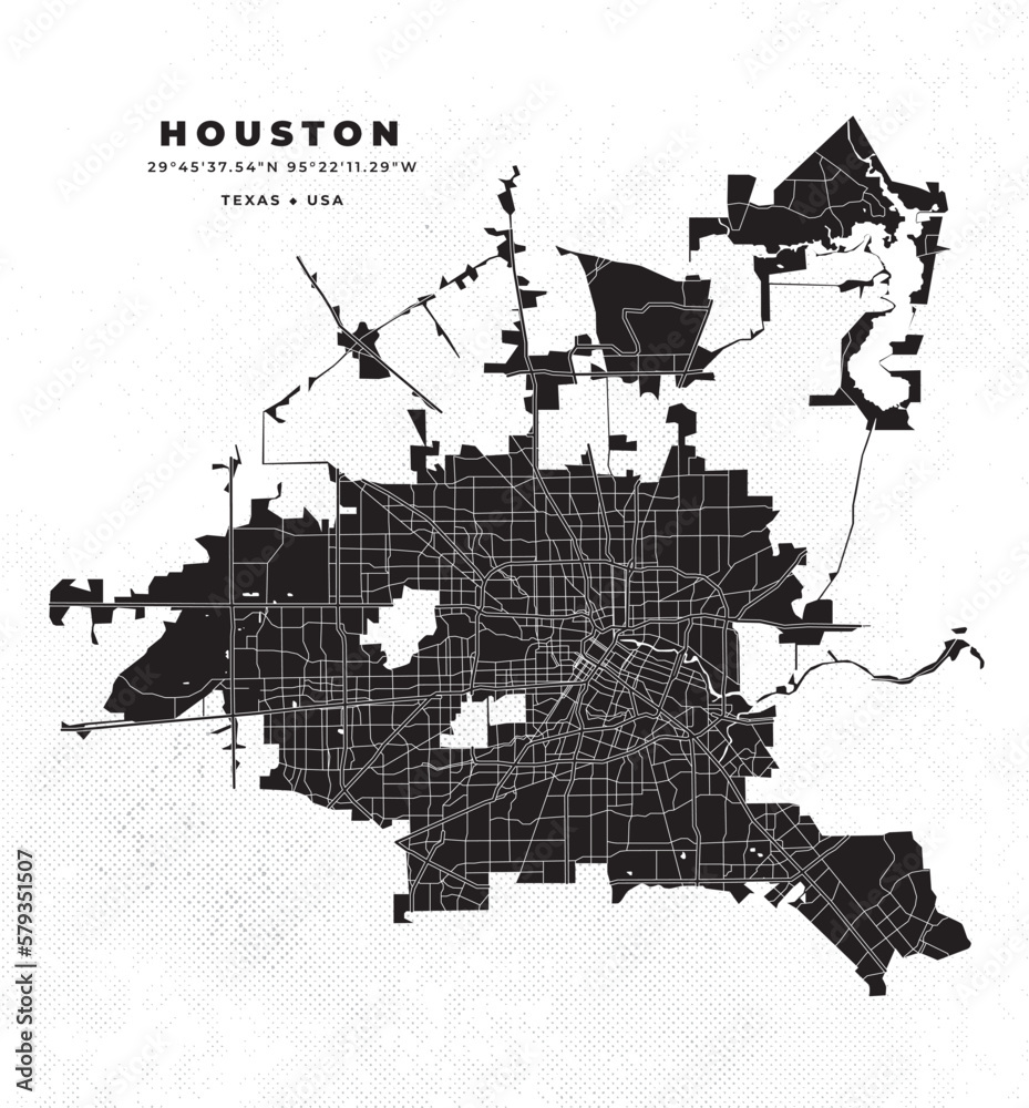 Houston Texas Map vector illustration poster and flyer Stock Vector ...