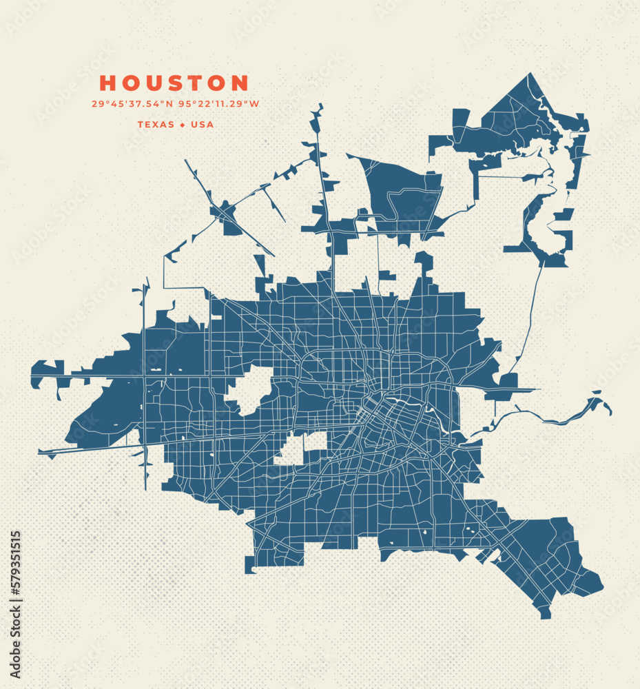 Houston Texas Map vector illustration poster and flyer Stock Vector ...