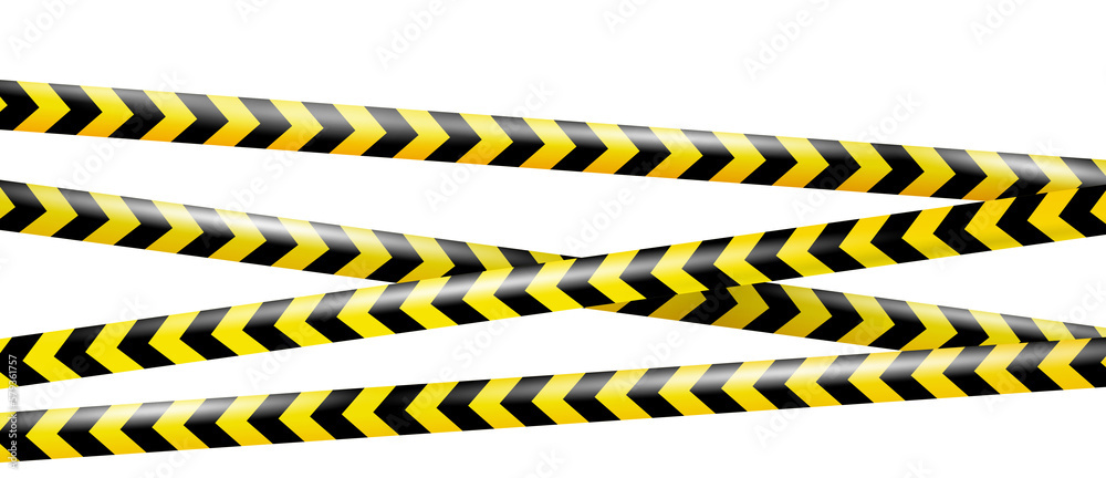 Realistic Warning danger tape. Crossing Warning ribbon of caution signs ...