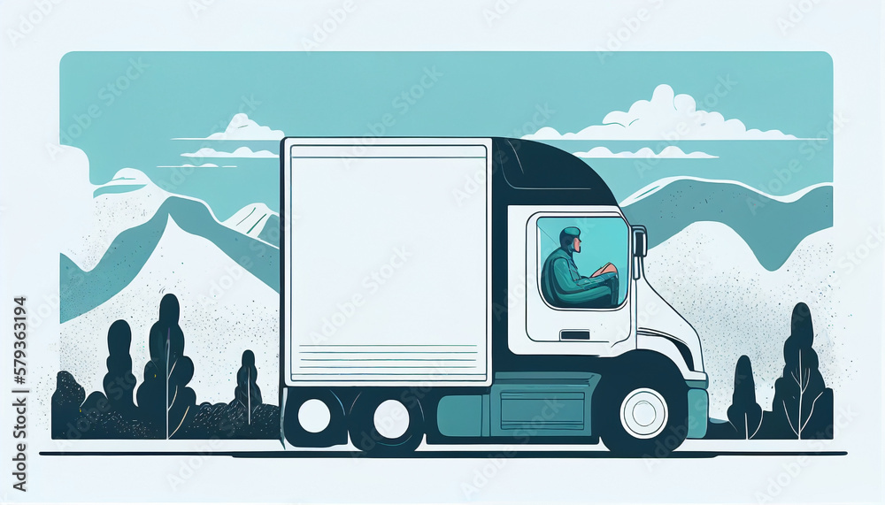 Professional road transport man. Male trucker driving goods transport ...