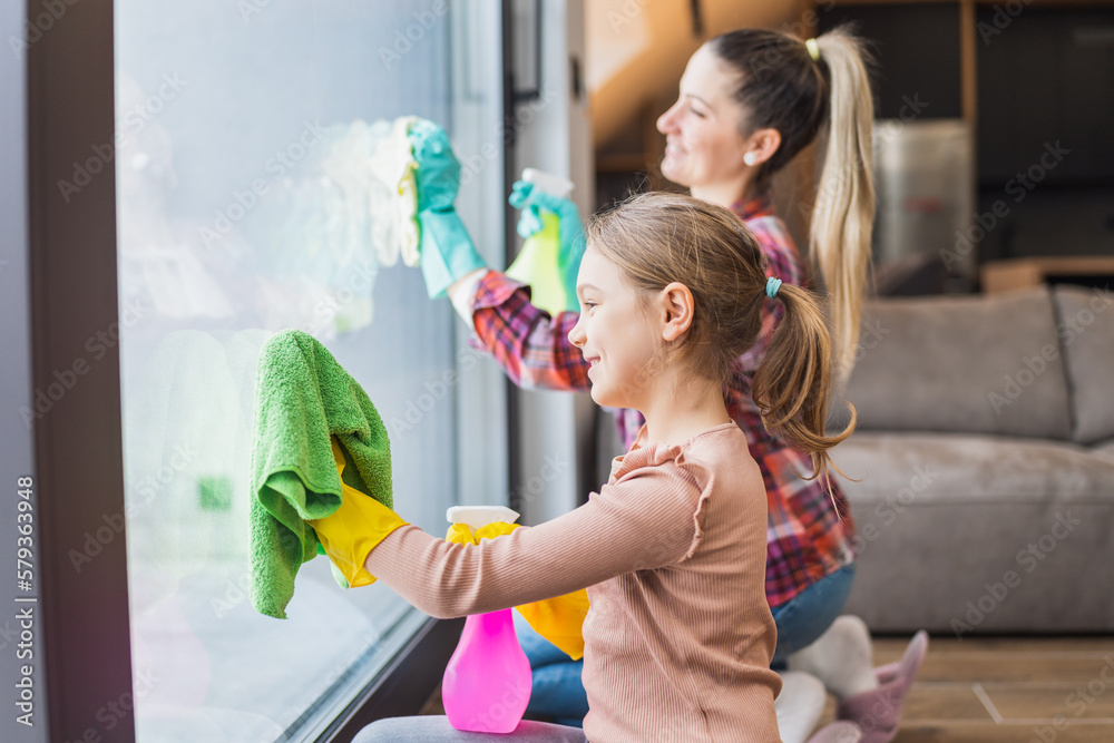 Mother Cleaning The House