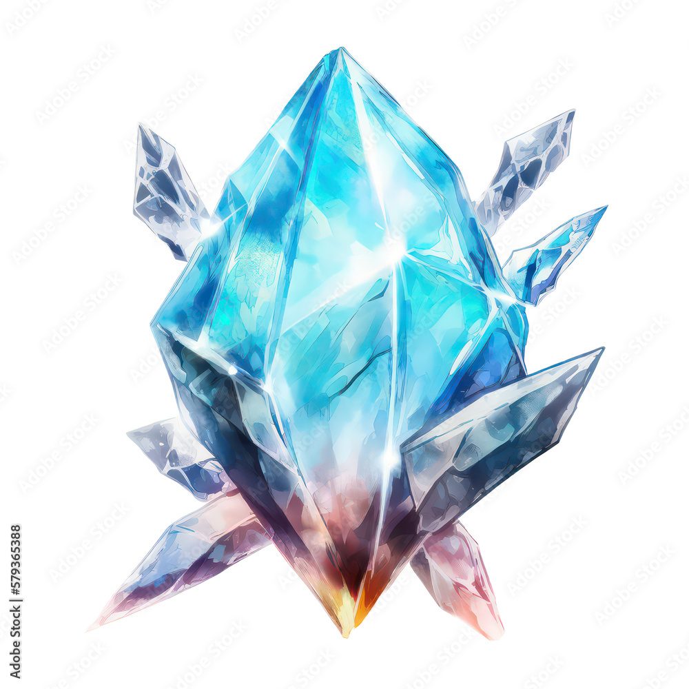 Magic crystal gems. Colourful gems digital painting style. Anime art ...