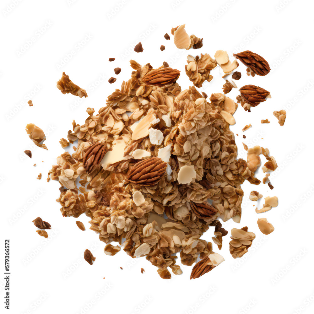 Granola grains with mixed fruit for ads banner,packaging. Transparent ...