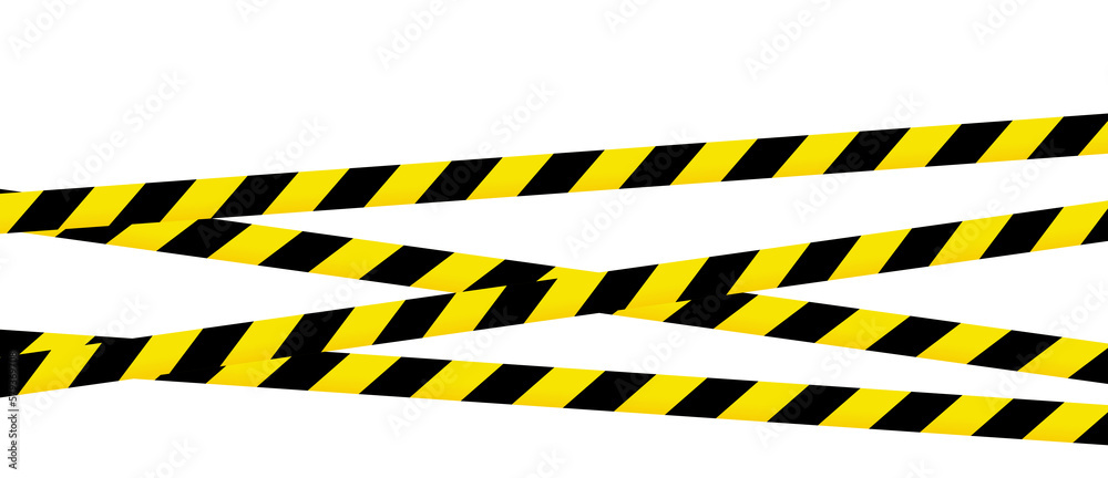 Realistic Warning danger tape. Crossing Warning ribbon of caution signs ...