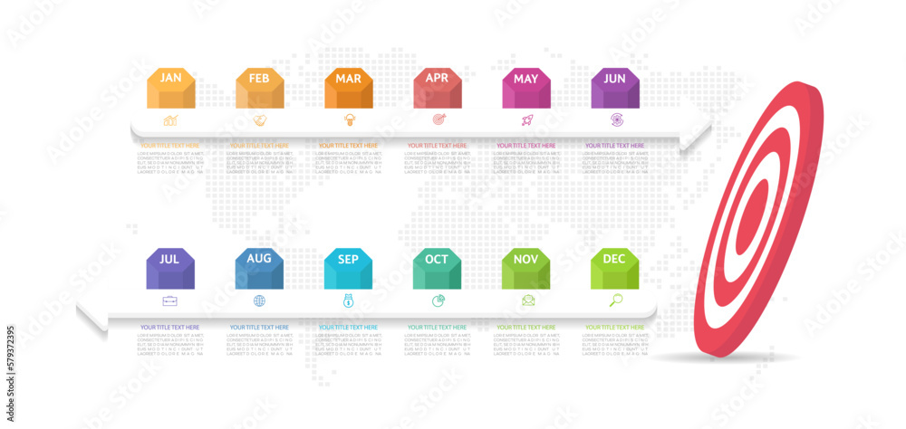 infographic Project timeline graph for 12 months modern diagram ...