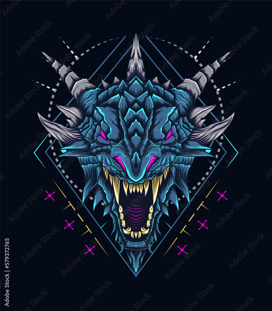 Dragon Scream Vector Illustration for T shirt Design Stock Vector ...