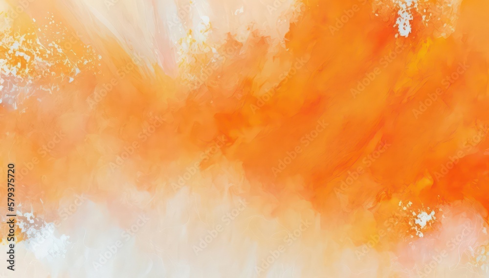 Bright abstract watercolor background. Orange paint on white paper ...