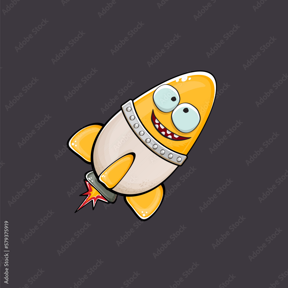 Rocket spaceship character. Cartoon space rocket isolated on space ...