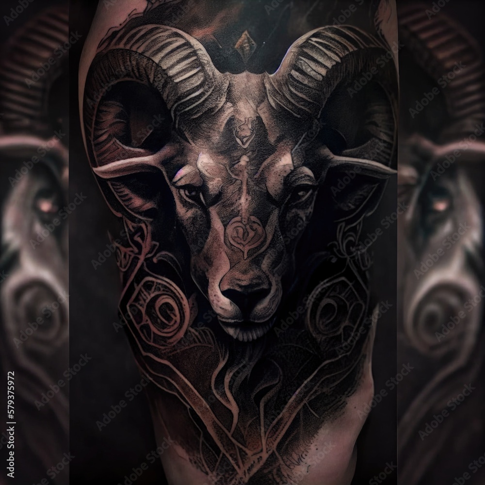Ram-inspired Dark Tattoo by Leovelez: A Bold and Intricate Design with ...